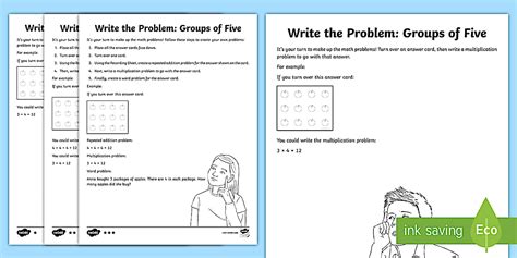 Write The Multiplication Problem Groups Of Five Worksheet