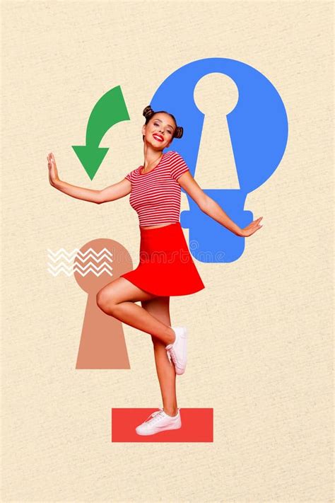 Vertical Poster Collage Young Girl Funky Dance Keyhole Privacy Data