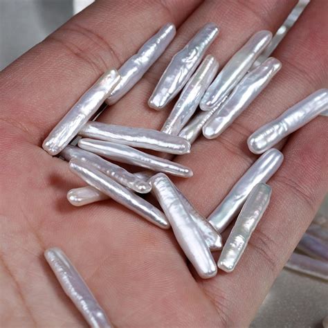 24mm Baroque Freshwater Pearl Stick White Biwa Loose Pearl Etsy