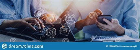 Man Use Laptop With Cloud Computing Diagram Show On Hand Cloud Technology Data Storage Stock