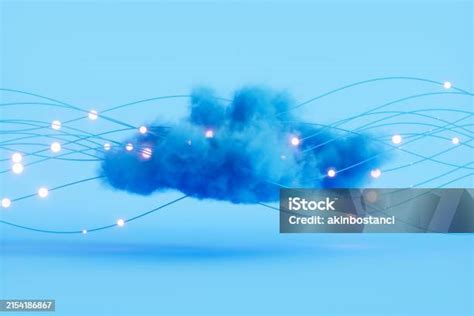 미래 기술 혁신 배경 네온 와이어가 있는 구름 파란색 배경입니다 클라우드 컴퓨팅에 대한 스톡 사진 및 기타 이미지 클라우드 컴퓨팅 데이터 추상적인 Istock