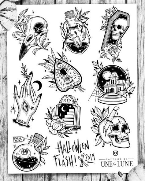 Spooky Halloween Flash Tattoos Tumblr Flash Tattoo Ideas Tat Ideas