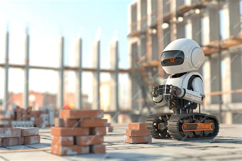 Robot Construction Worker Building A House Premium Ai Generated Image