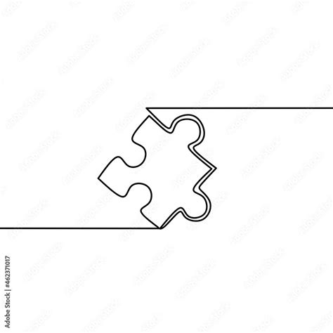 Continuous Line Drawing Of Puzzle Pieces Problem Solving Business Jigsaw Object One Line