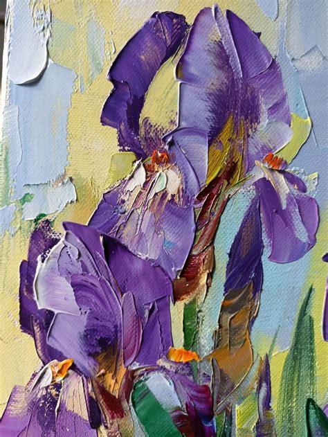 Ирисы холст 40х50 в интернет магазине Ярмарка Мастеров по цене 4000 ₽ T8anaru Картины