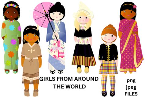 Girls From Around The World Png Jpeg Graphic By Arcadiacarlisle