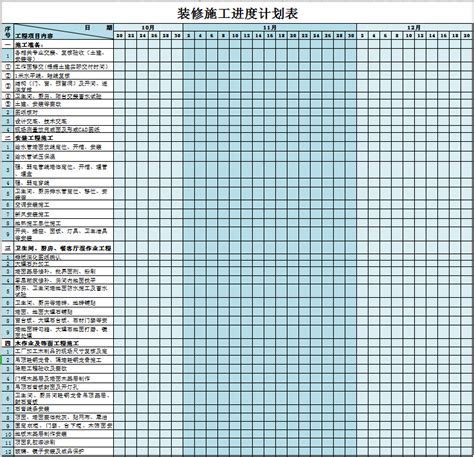 装修施工进度计划表excel表格模板 我拉网