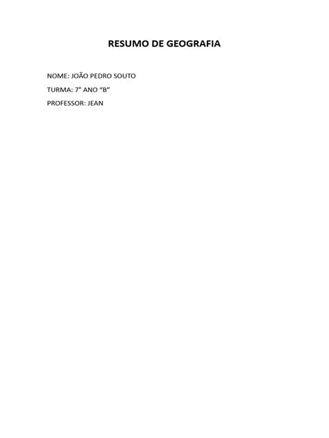 Resumo De Geografia G2 Pdf Geociências Geografia Física