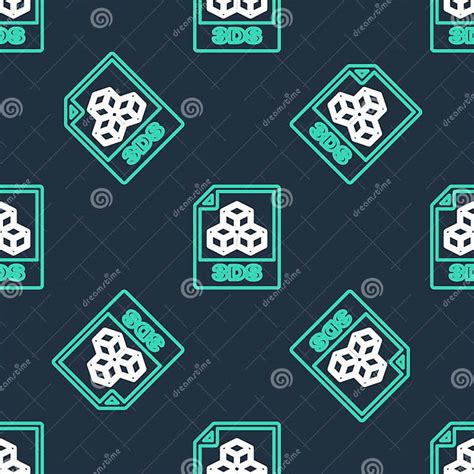 Line 3ds File Document Download 3ds Button Icon Isolated Seamless Pattern On Black Background
