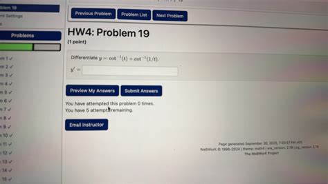 Differentiate Y Cot⁻¹ T Cot⁻¹ 1 T Y Filo