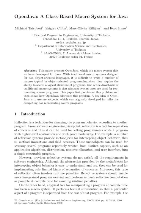 PDF OpenJava A Class Based Macro System For Java