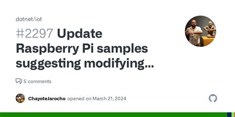 Update Raspberry Pi Samples Suggesting Modifying Configtxt Settings