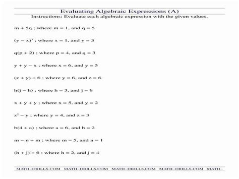 50 Writing And Evaluating Expressions Worksheet Chessmuseum Template Library