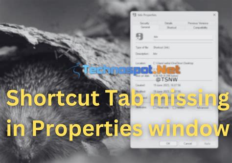 Fix Shortcut Tab Missing In Properties Window In Windows