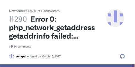 Error 0 Phpnetworkgetaddresses Getaddrinfo Failed Name Or Service Not Known · Issue 280