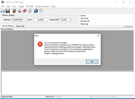 Using St Link Trying To Connect To Stm32h745 Disc Stmicroelectronics Community