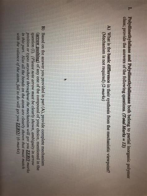 Solved 1 Polydimethylsilane And Polydimethylsiloxane Both