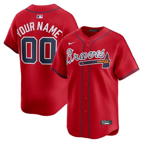 Mens Atlanta Braves Nike Red Alternate Limited Custom Jersey