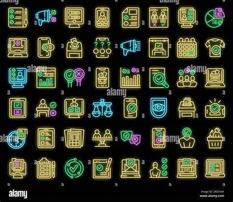 Electronic Voiting Icons Set Outline Vector Vote Phone Digital