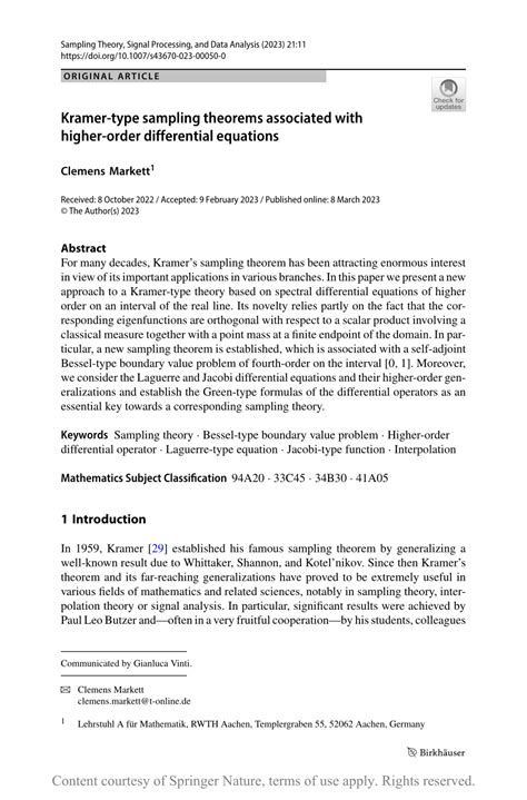 pdf kramer type sampling theorems associated with higher order