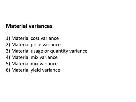 PPT MATERIAL VARIANCES PowerPoint Presentation Free Download ID