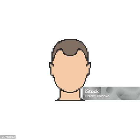 Pixelated Bald Avatar Simple Pixel Art Faceless Human Figure With