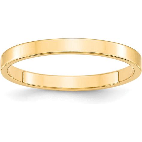 14k Yellow Gold 25mm Flat Wedding Band Lightweight And Engravable Si