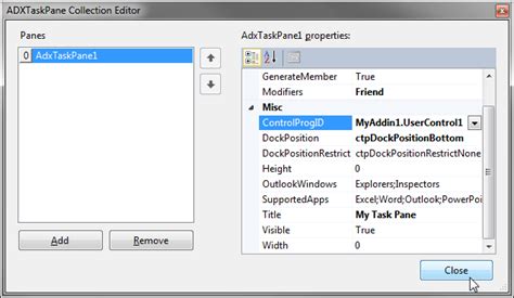 custom task panes for office 2019 2007 in vb c c