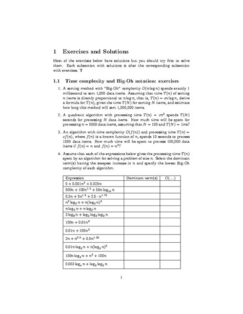 220exercises 1 Time Complexity Examples 1 Exercises And Solutions