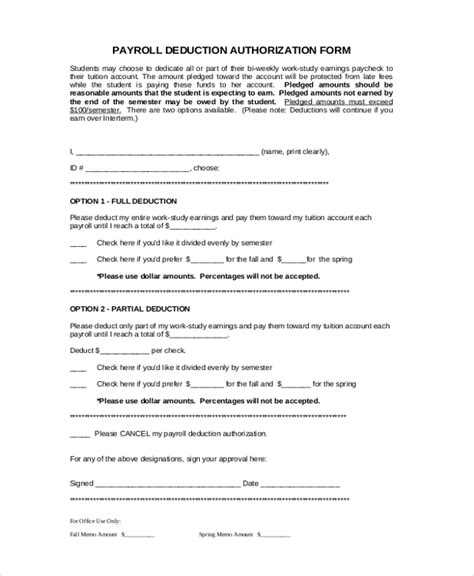 Free 14 Sample Payrolle Deduction Forms In Pdf Excel Word