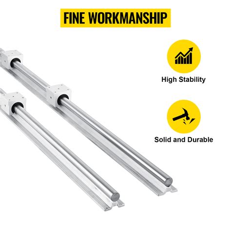 Vevor 2pcs Linear Rail 0 78 47 Inch Linear Bearings And Rails With 4pcs Sbr20uu Bearing Block