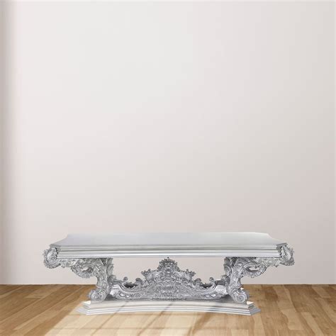 Acm Dn00689 Acme Valkyrie Dining Table Antique Platinum Finish