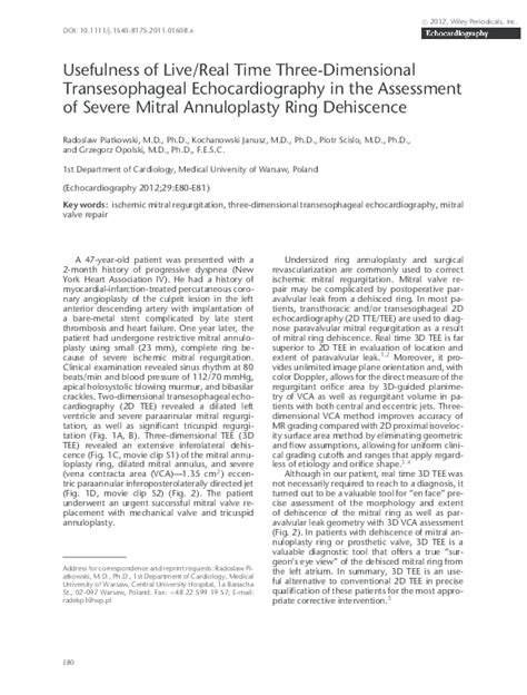 Pdf Usefulness Of Livereal Time Three Dimensional Transthoracic Echocardiography In The