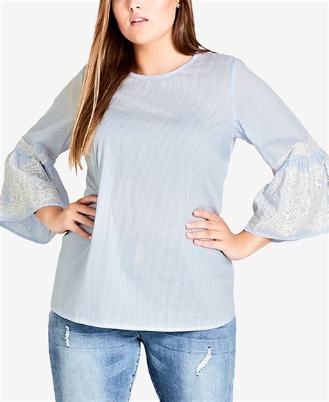 City Chic Trendy Plus Size Bell Sleeve Top Macys