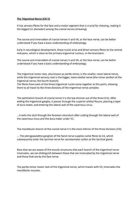 Trigeminal Nerve Anatomy Notes The Trigeminal Nerve Cn V It Has Sensory Fibres For The