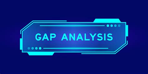 파란색 배경의 사용자 인터페이스 화면에 단어 갭 분석이 있는 미래 지향적인 Hud 배너 Swot 분석에 대한 스톡 벡터 아트 및