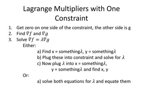 Ppt Lagrange Multipliers Powerpoint Presentation Free Download Id1465548