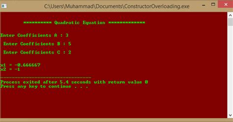 Quadratic Equation In C Pprogramming