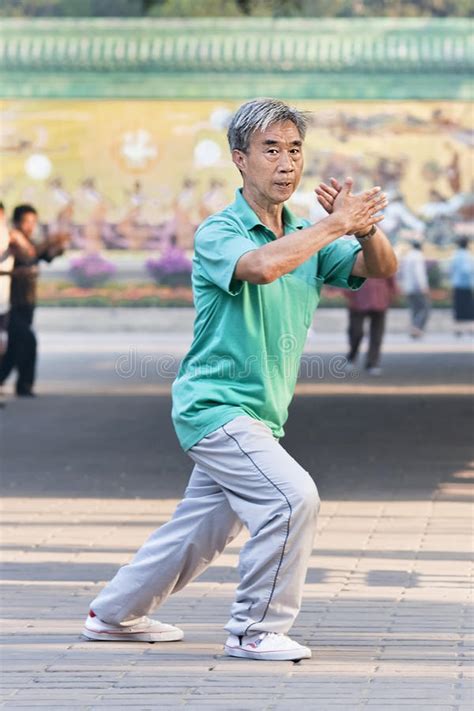 Group Practice Tai Chi In Ritan Park Beijing China Editorial