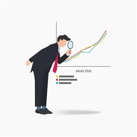 Businessman Holding Magnifying Glass With Line Chart Analysis Vector