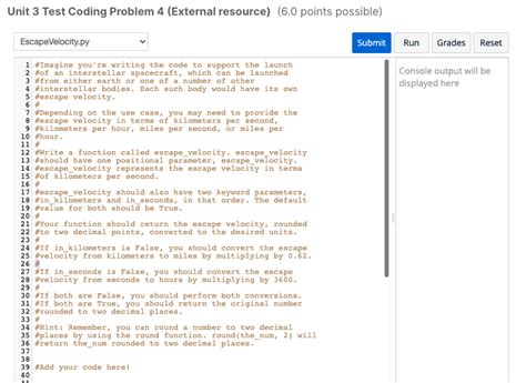 Solved Unit 3 Test Coding Problem 4 External Resource 6 0 Chegg
