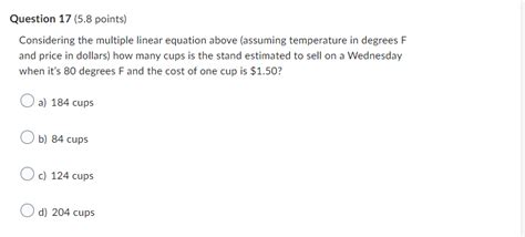 Solved Consider The Following Hypothetical Multiple Linear Chegg