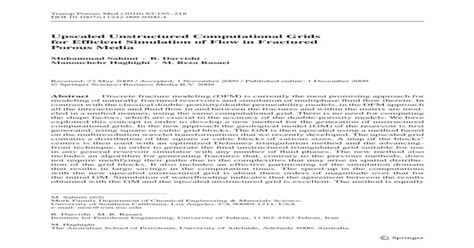 Upscaled Unstructured Computational Grids For Efficient Simulation Of Flow In Fractured Porous