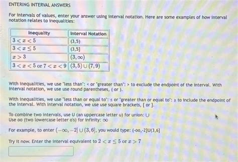 solved entering interval answers for intervals of values