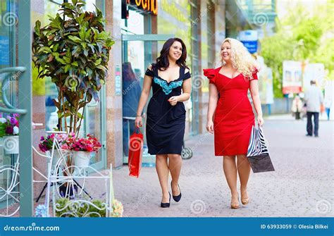 Happy Plus Size Women Shopping Stock Image Image Of Curvy Lifestyle