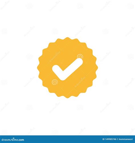 Check Mark White Tick In Yellow Circle Sign Valid Seal Icon Vector