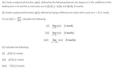 Solved A Create A Polynomial Function P Defined By Chegg Com