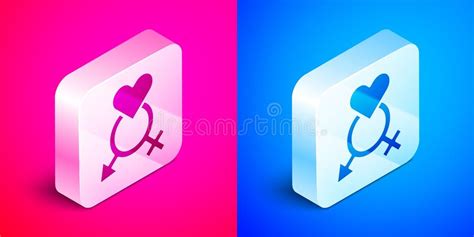 Isometric Gender Icon Isolated On Pink And Blue Background Symbols Of