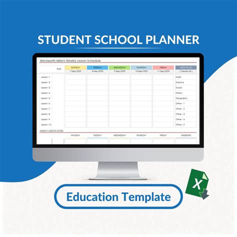 Student School Planner Excel Template Student Planner School Plan