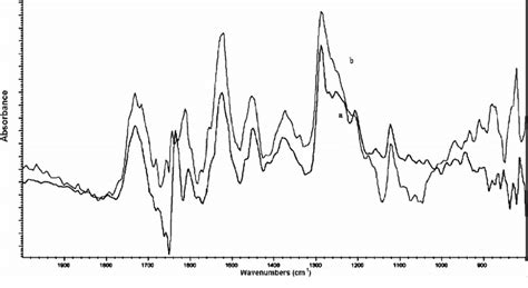 the atr ftir spectra of a real sample and b standard with added